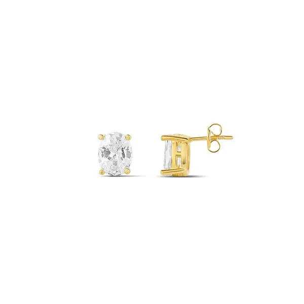 SHYMI Fancy Shape Prong Set Stud Earrings - Gold
