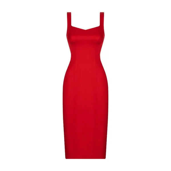 ELSAVA Midi Dress With Adjustable Laces And Zippers - Red