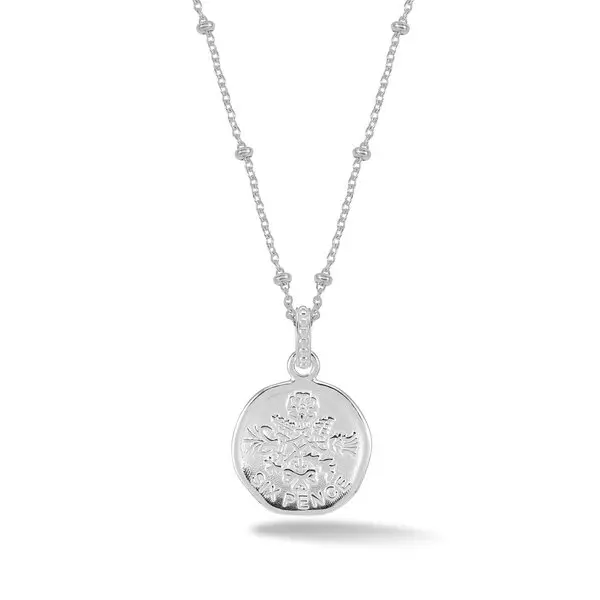 DOWER & HALL Sterling Sixpence Pendant Necklace - Silver