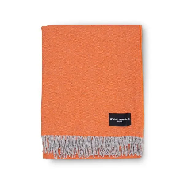 HEATING & PLUMBING LONDON Love Stories 100% Cashmere Blanket Tangerine - Orange