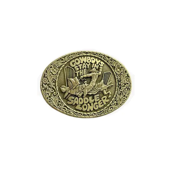 MADELEINE SIMON STUDIO Cowboys Stay In The Saddle Longer Belt Buckle - Gold