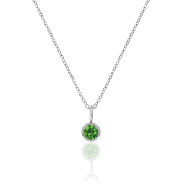 A WEATHERED PENNY Silver August Birthstone Pendant Necklace - Silver/green