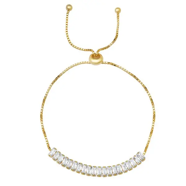 KYLIE HARPER Petite Baguette-cut Cz Adjustable Bracelet - Gold