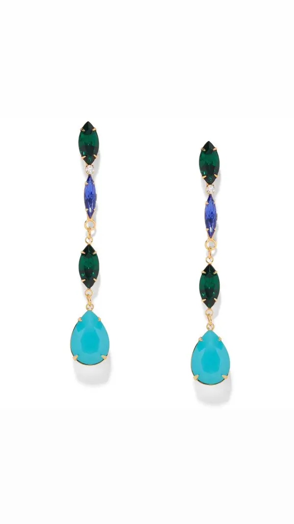 THE PINK REEF Elongated Jewel Drop Earrings - Green/blue