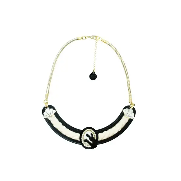 GISSA BICALHO Handmade Acrylic Cord And Pearl Necklace - Black