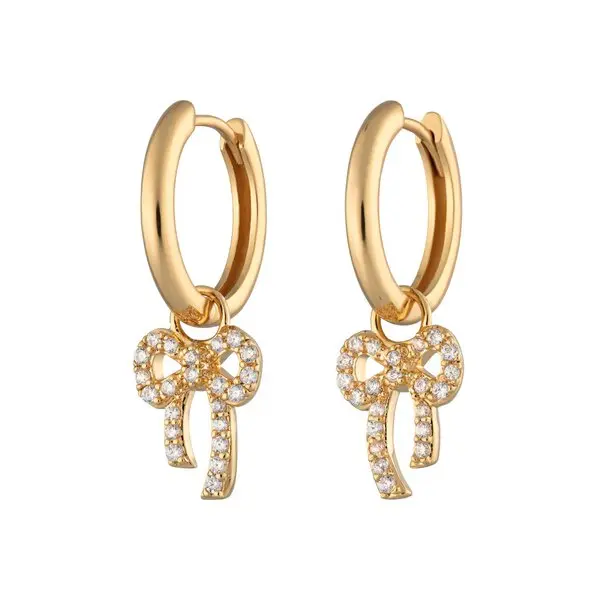 SCREAM PRETTY Bow Charm Hoop Earrings - Gold