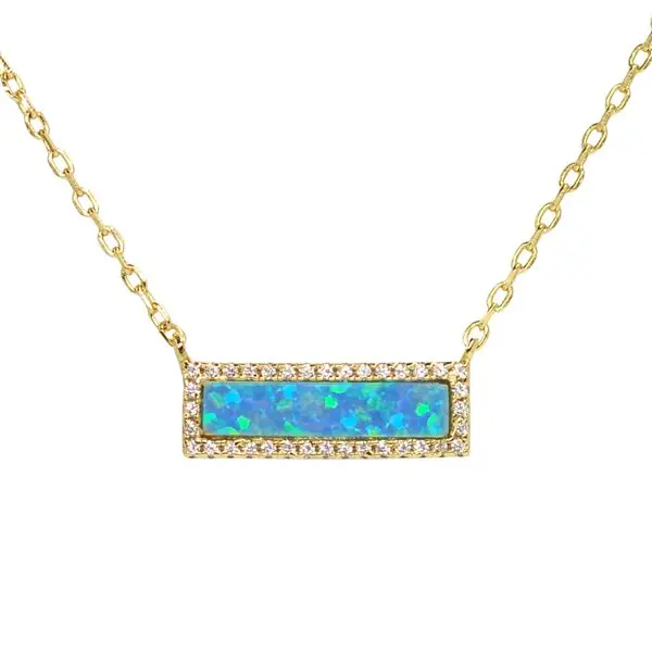 KAMARIA Opal Bar Necklace - Blue/gold