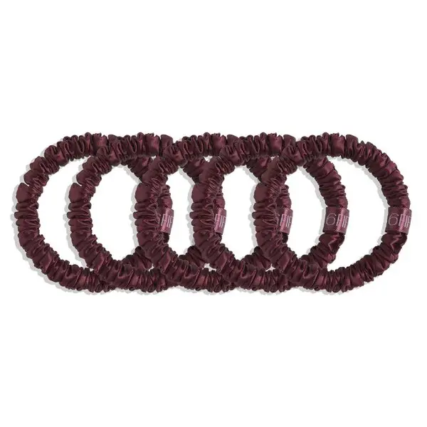 6FIFTYTWO® Set Of Five Silk Scrunchies - Brown/purple/red
