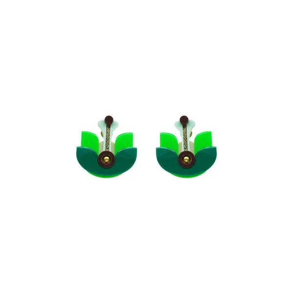 GISSA BICALHO Lotus Flower Acrylic Earrings - Green