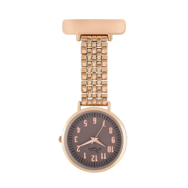 BERMUDA WATCH COMPANY Annie Apple Grey Link Bracelet Nurse Fob Watch - Rose Gold