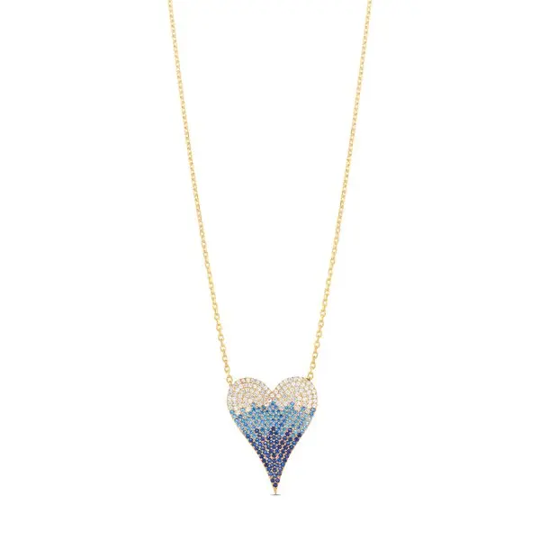 SHYMI Pave Ombré Heart Necklace - Gold/blue