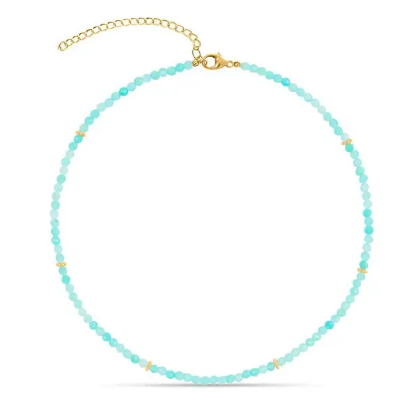 AMADEUS Ines Amazonite Gemstone Necklace - Blue/gold