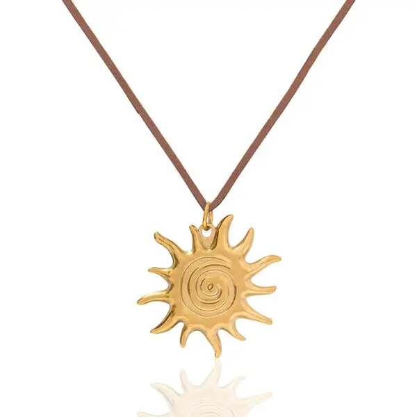 A WEATHERED PENNY Solar Charm Necklace - Brown/gold
