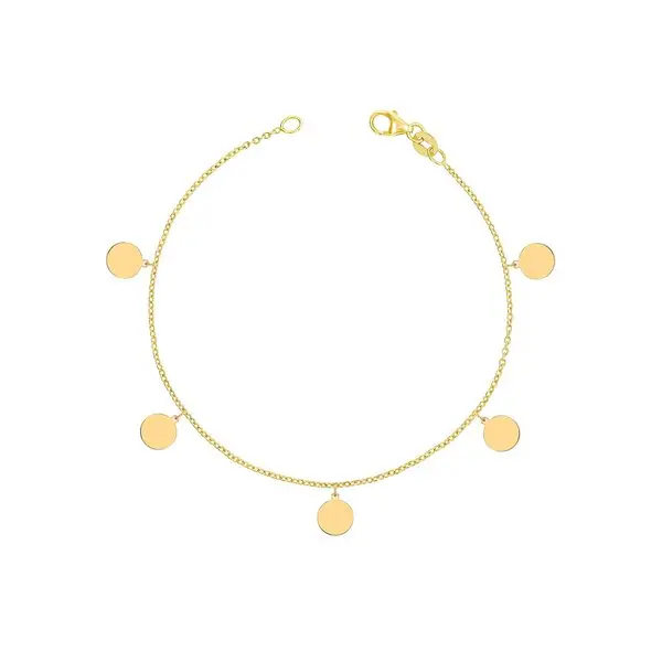VICSTONENYC FINE JEWELRY Circle Disk Charm Vermeil Bracelet - Gold