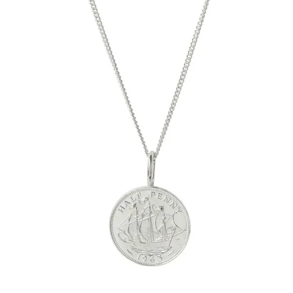 KATIE MULLALLY British Half Penny & Chain In Sterling - Silver