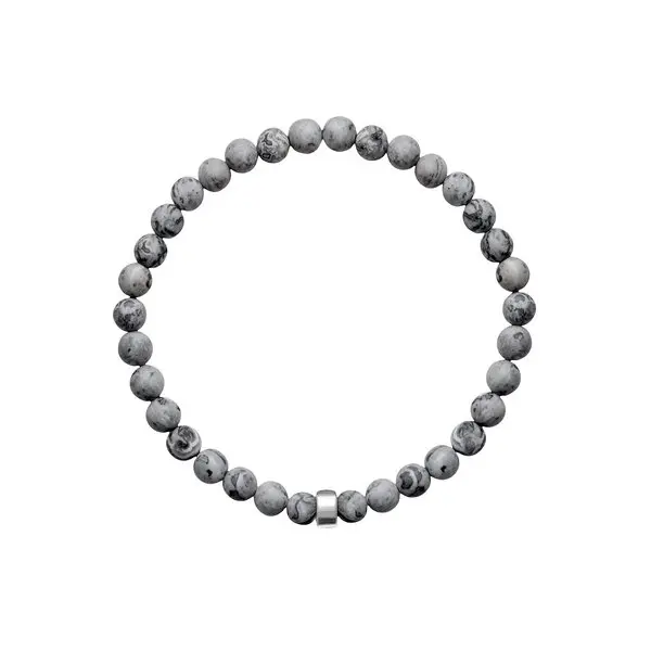ORA PEARLS Aro Map Jasper Bead Bracelet - Grey/silver