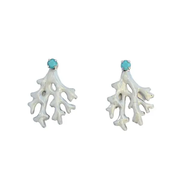 THE PINK REEF Coral Mini Stud Earrings - White