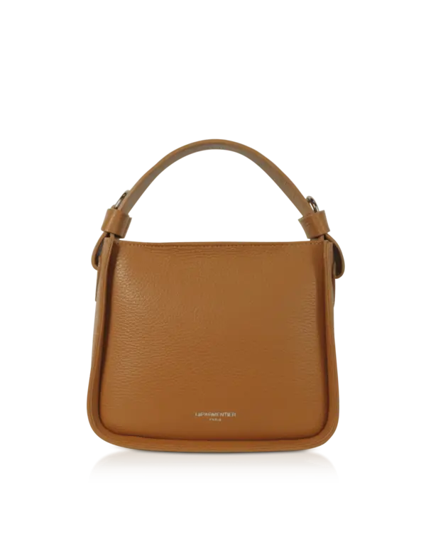 LE PARMENTIER Duplo Small Hammered Leather Top Handle Bag - Brown