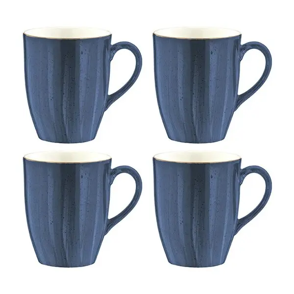 Turgla Home Dusk Round Porcelain Mug Set Of Four - Blue