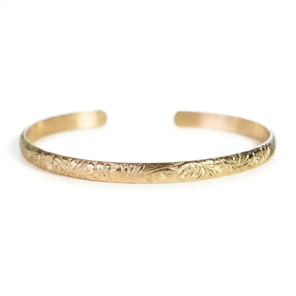 MELT'M JEWELRY Handcrafted -filled Engraved Cuff Bracelet - Gold