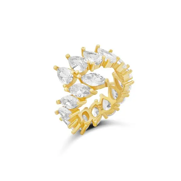SHYMI Marquise And Pear Shaped Wrap Statement Ring - Gold
