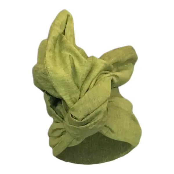 ROMER MILLINERY Twist Turban In Yarn Dye Linen - Black/green