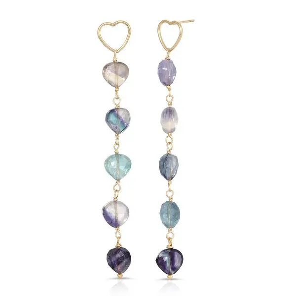 HEATHER HAWKINS Linear Heart Drop Earrings - Yellow