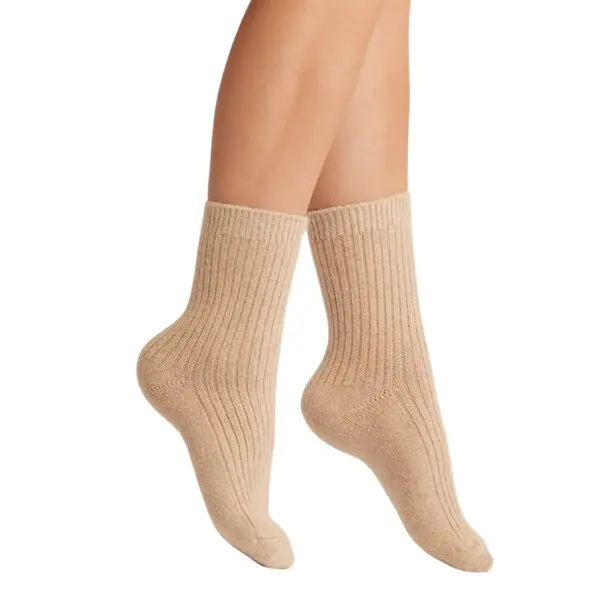 HIGH HEEL JUNGLE BY KATHRYN EISMAN Cashmere Ribbed Socks - Brown