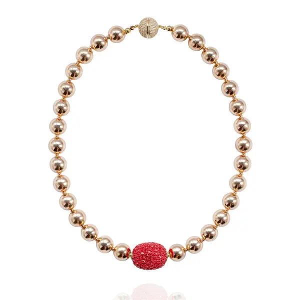 SAULE LABEL Cassia Beaded Necklace - Red/gold