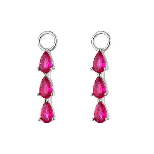 OUTOFOFFICE Triple Pavé Silver Earring Charm - Silver/pink