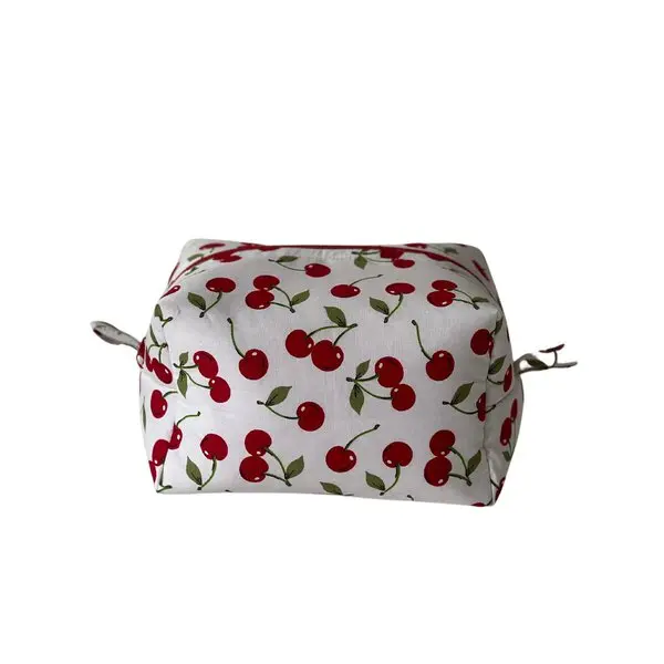 SYLKI Cherry Print Makeup Bag - Red