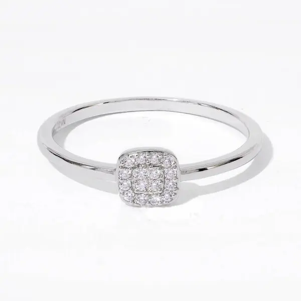 DIAMONBLISS Square Pave Band Ring Platinum - White