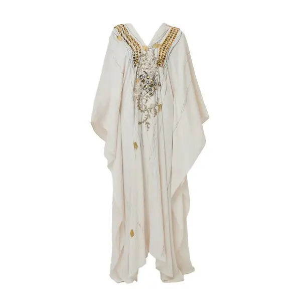SANIYA KHAN Gold Leaf Caftan - White