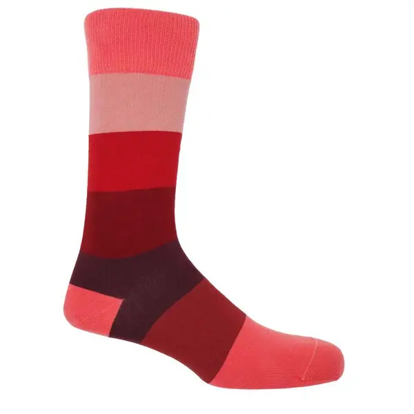 PEPER HAROW - MADE IN ENGLAND Peper Harow Block Stripe Socks - Red