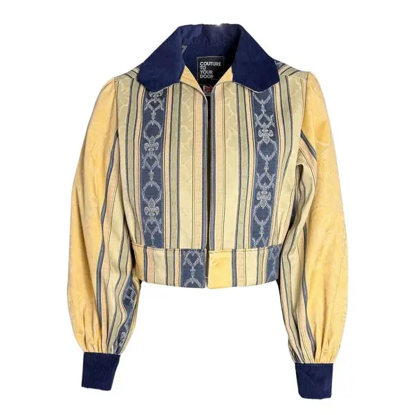 COUTURE TO YOUR DOOR Striped Aztec Upholstery Jacket - Gold/yellow