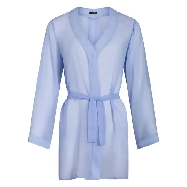 JE MÉRITE (I DESERVE) Je Mérite Periwinkle Silk Chiffon Shirt Dress - Blue