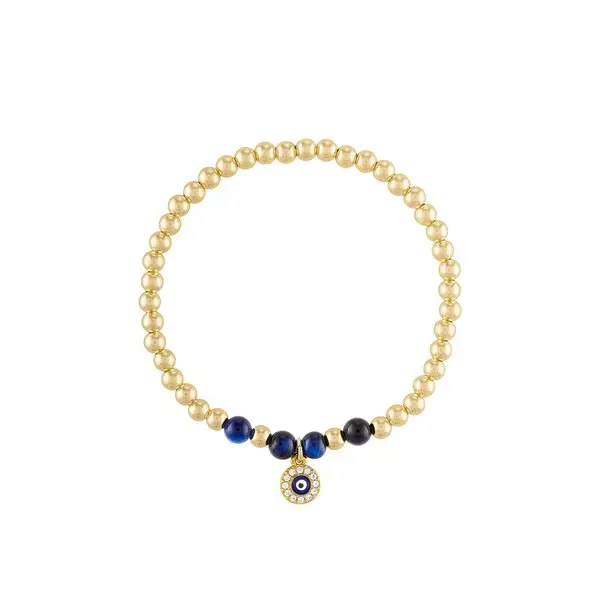 OLIVIA LE Beaded Evil Eye Charm Bracelet - Gold