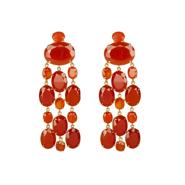 Bounkit Marysol Carnelian Dangle Earrings - Gold