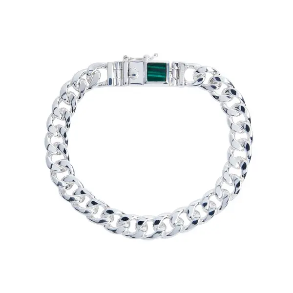 ARMATURE Malachite Bon Bon Curb Chain Bracelet - Silver/green