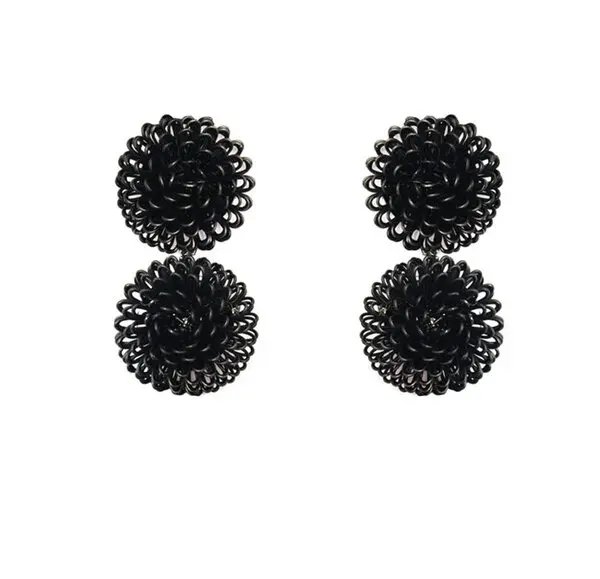 Pat’s Jewelry Double Pompom Clip-on Earrings - Black
