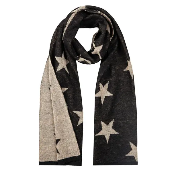 MOHAIR&ANGORA Black / White Star Shawl - Black/white