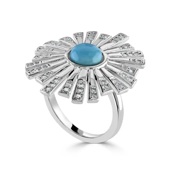 LUCY QUARTERMAINE Sterling Turquoise Ring - Silver