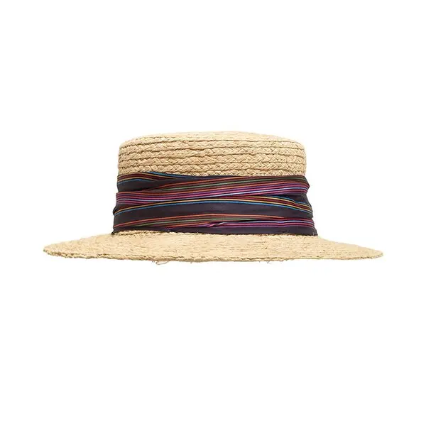 LOST PATTERN Frida's Garden Raffia Hat With Ribbon Band - Orange