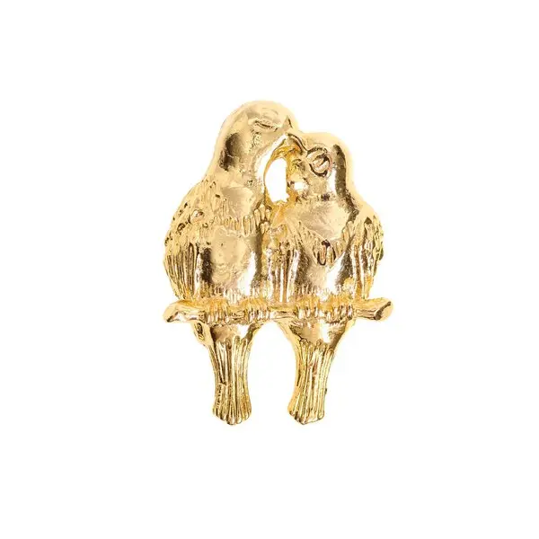 CARAMEL VINTAGE JEWELLERY Plated Lovebirds Brooch - Gold