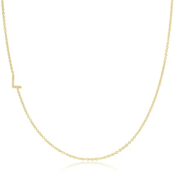 Maya Brenner Designs 14k Asymmetrical Pavé Letter Necklace - Gold