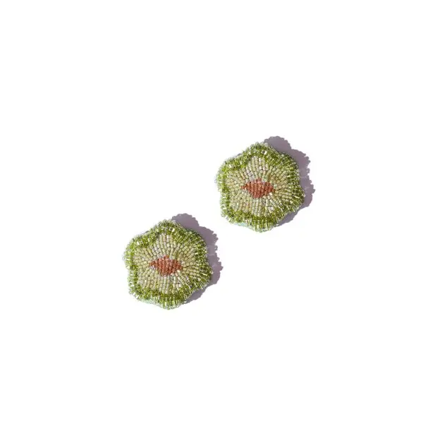 SIMITRI Moss Bloom Floral Stud Earrings - Gold/green