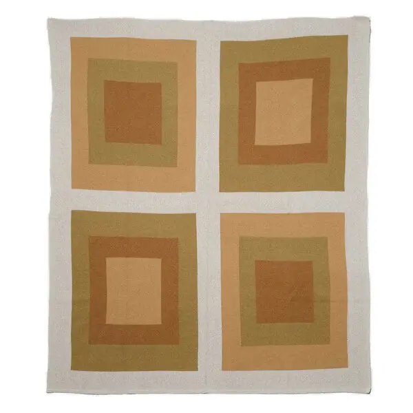 In2green Cotton Sustainable Knit Geometric Throw Blanket Bauhaus - Gold