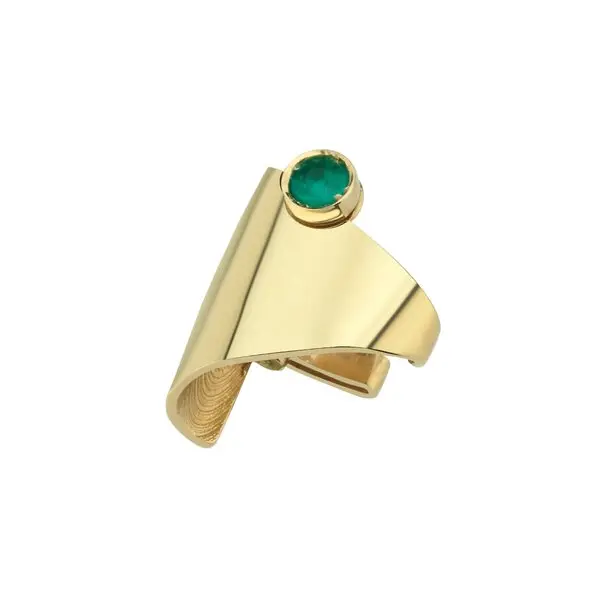 DIME TRIBE Ear Cuff With Emerald - Gold