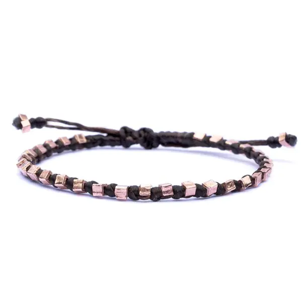 HARBOUR UK BRACELETS Aurora Cord And Vermeil Rose Gold Bracelet - Brown