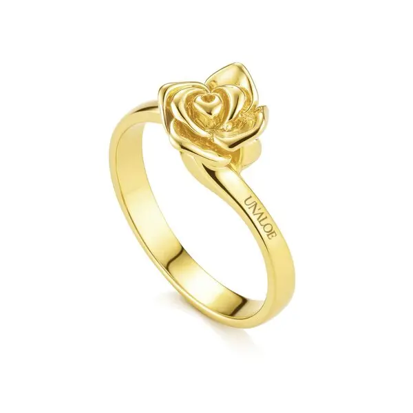 UNALOE Vermeil Rose Solitaire Ring - Gold